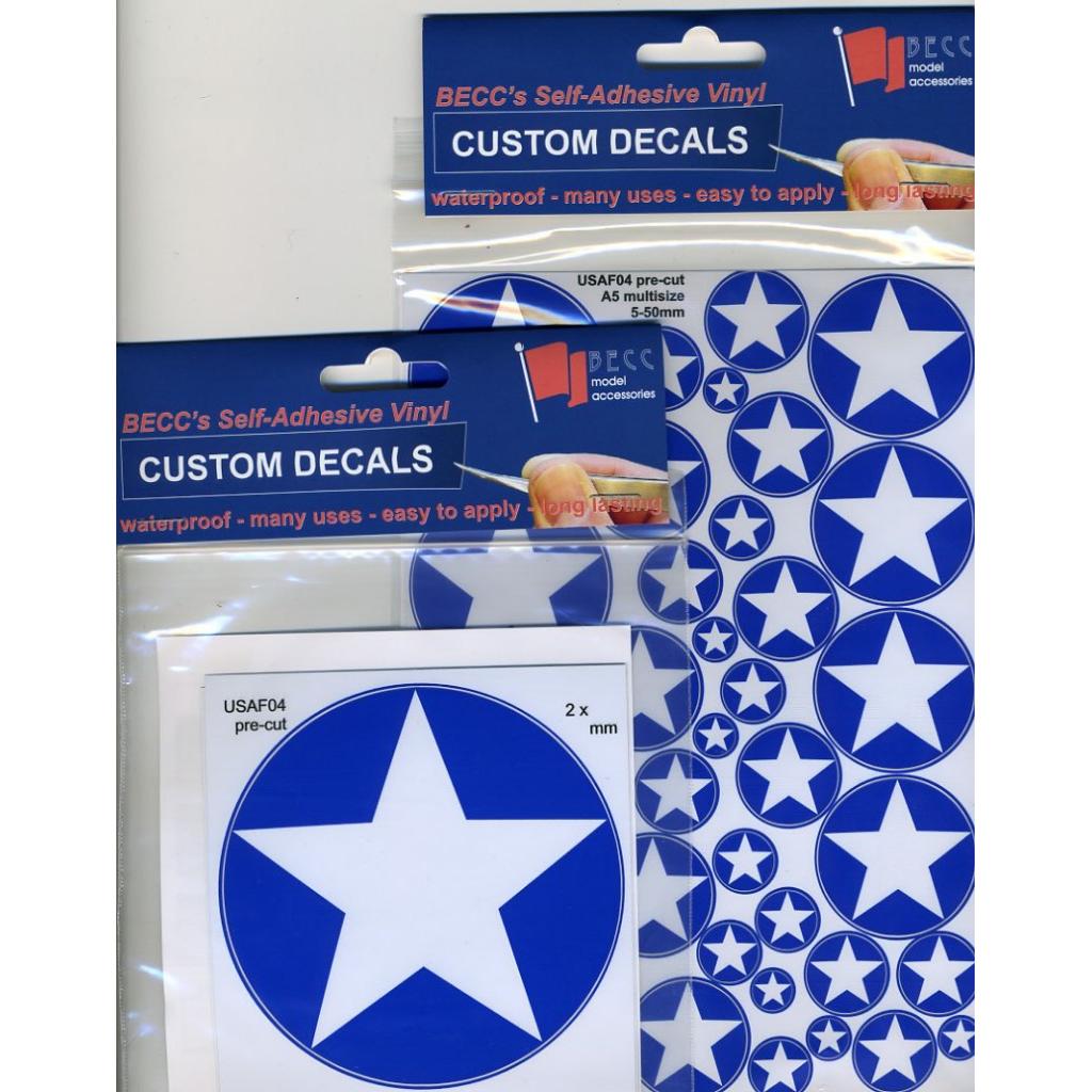Usaf04 (5-50Mm) Roundels Red / White Becc Vinyl Decals | Addlestone Models