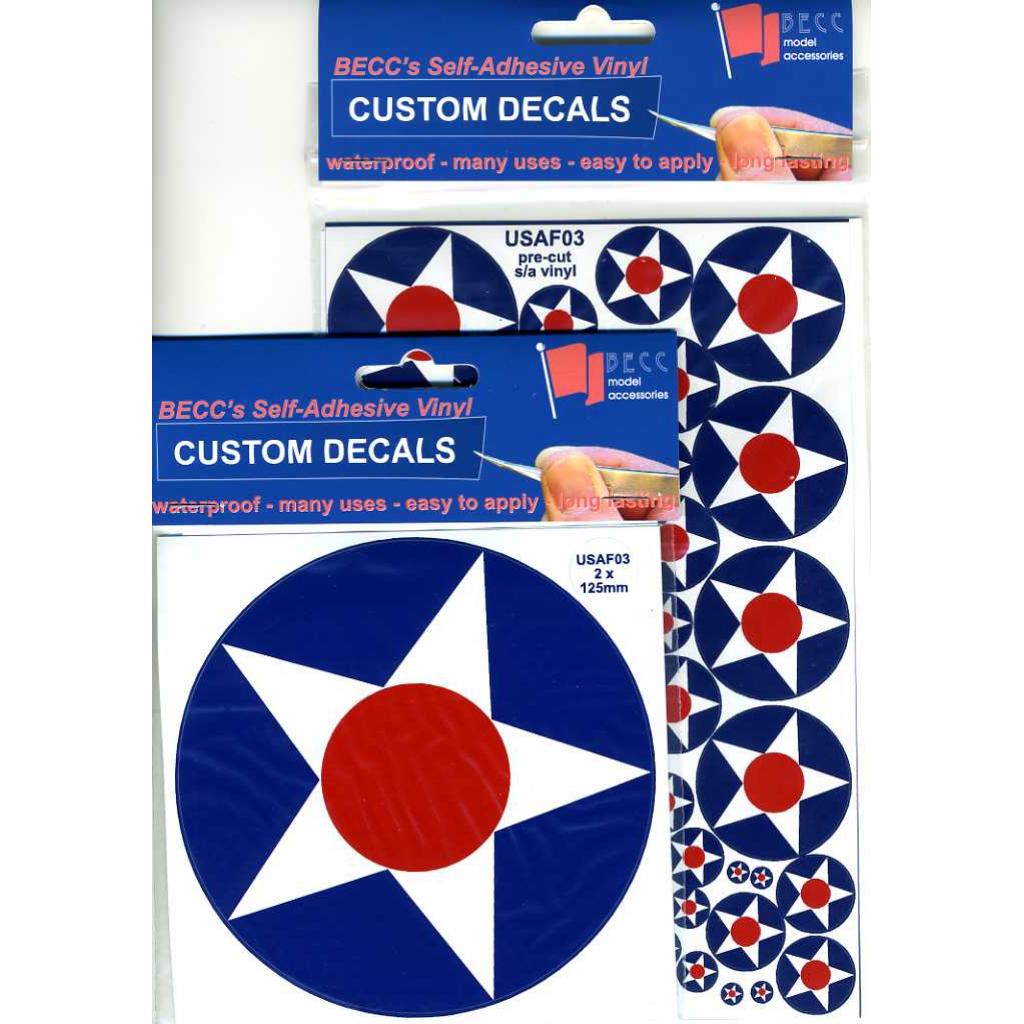 Usaf03 (5-50Mm) Roundels Red / White Becc Vinyl Decals | Addlestone Models
