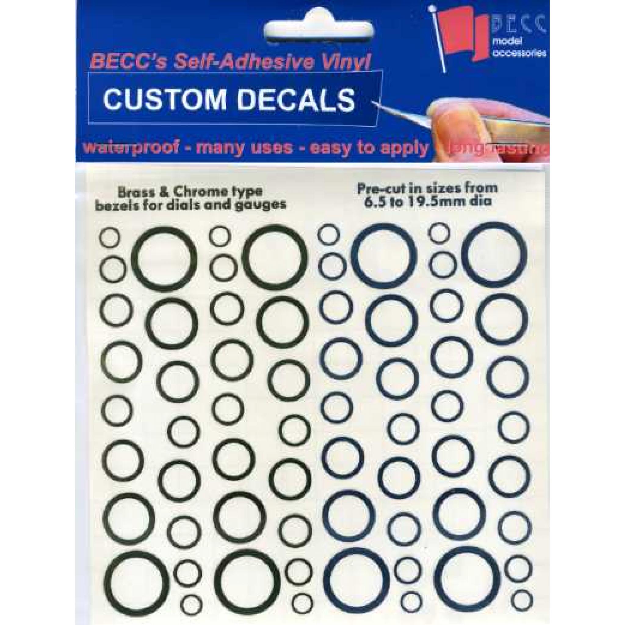 Bezels Chrome & Brass Becc Vinyl Decals | Addlestone Models