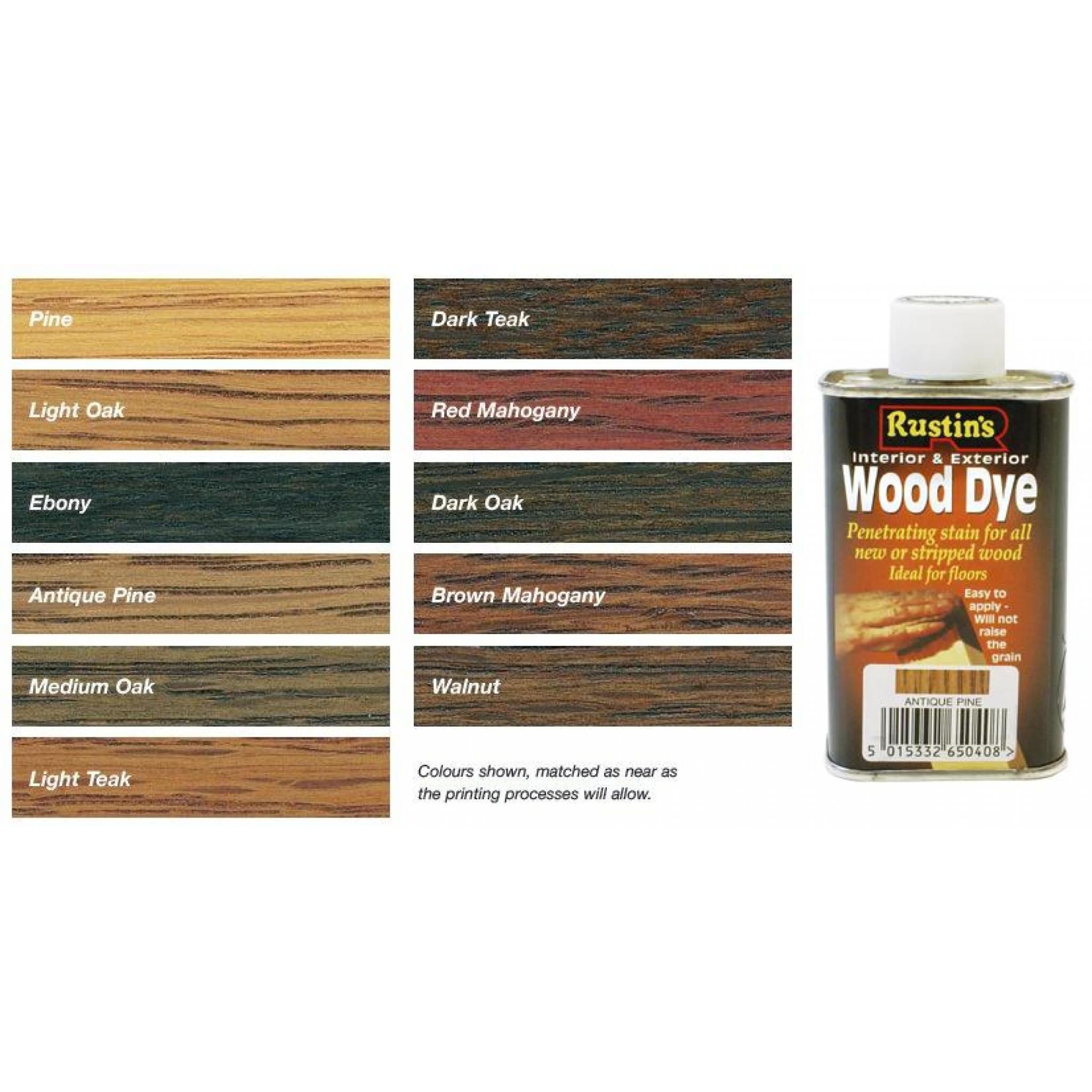 Rustins Wood Dye 250Ml Various Colours | Addlestone Models