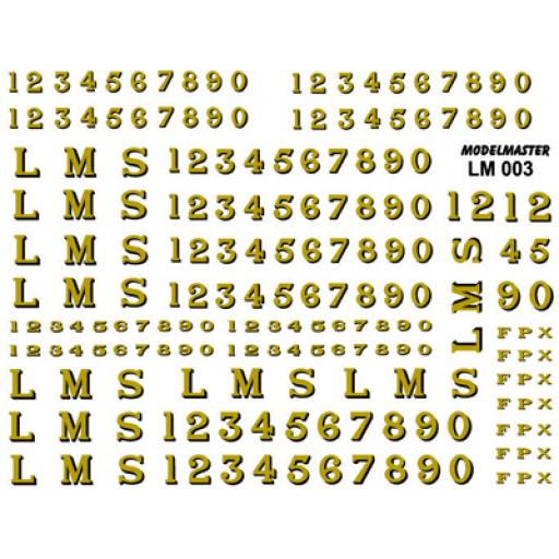 Lm003 Lms 1928-1947 Loco Lettering Gold Shaded Black 4Mm Modelmaster ...