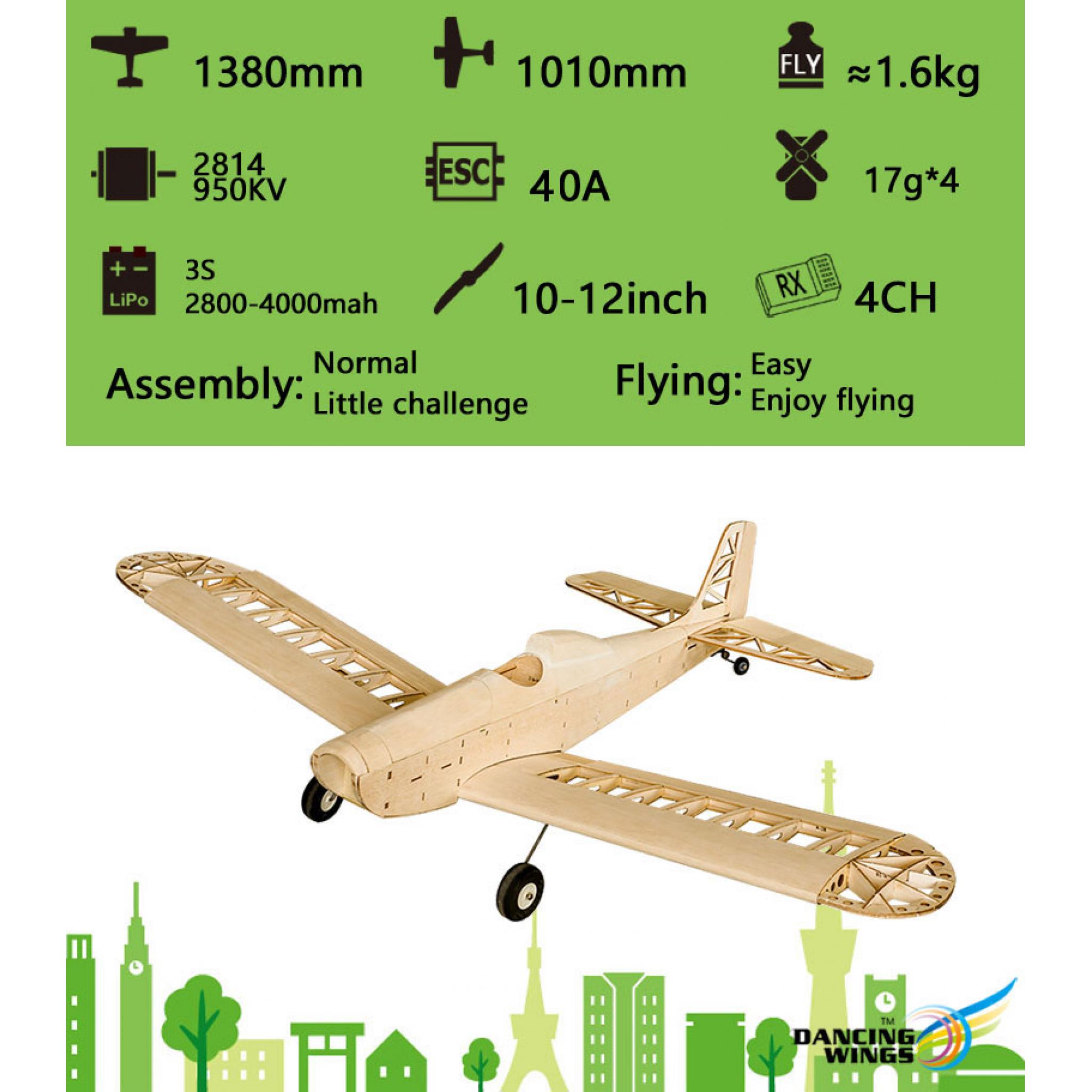 Dw Astro Junior Sport Plane Balsa Kit With Motor & Esc 1.4M Wingspan ...