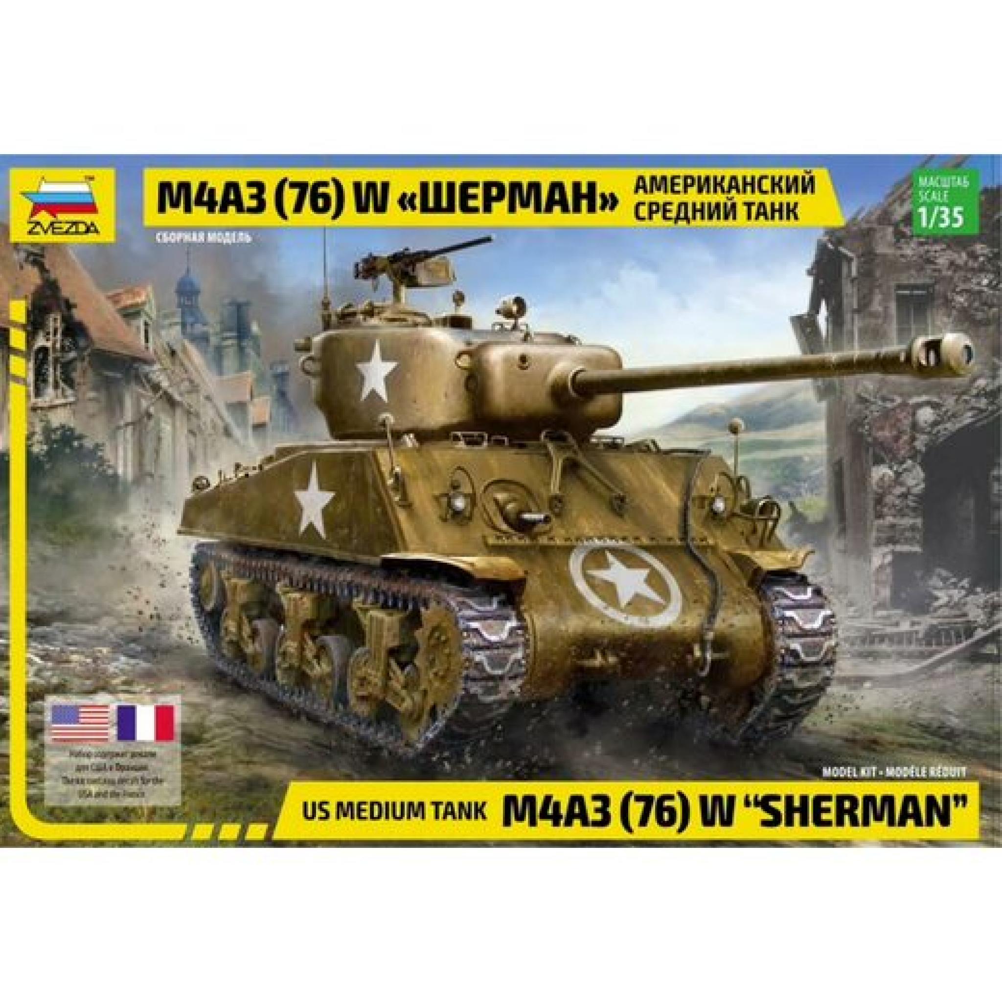 3676 M4A3 W Sherman 76Mm Medium Tank 1:35 Zvezda | Addlestone Models