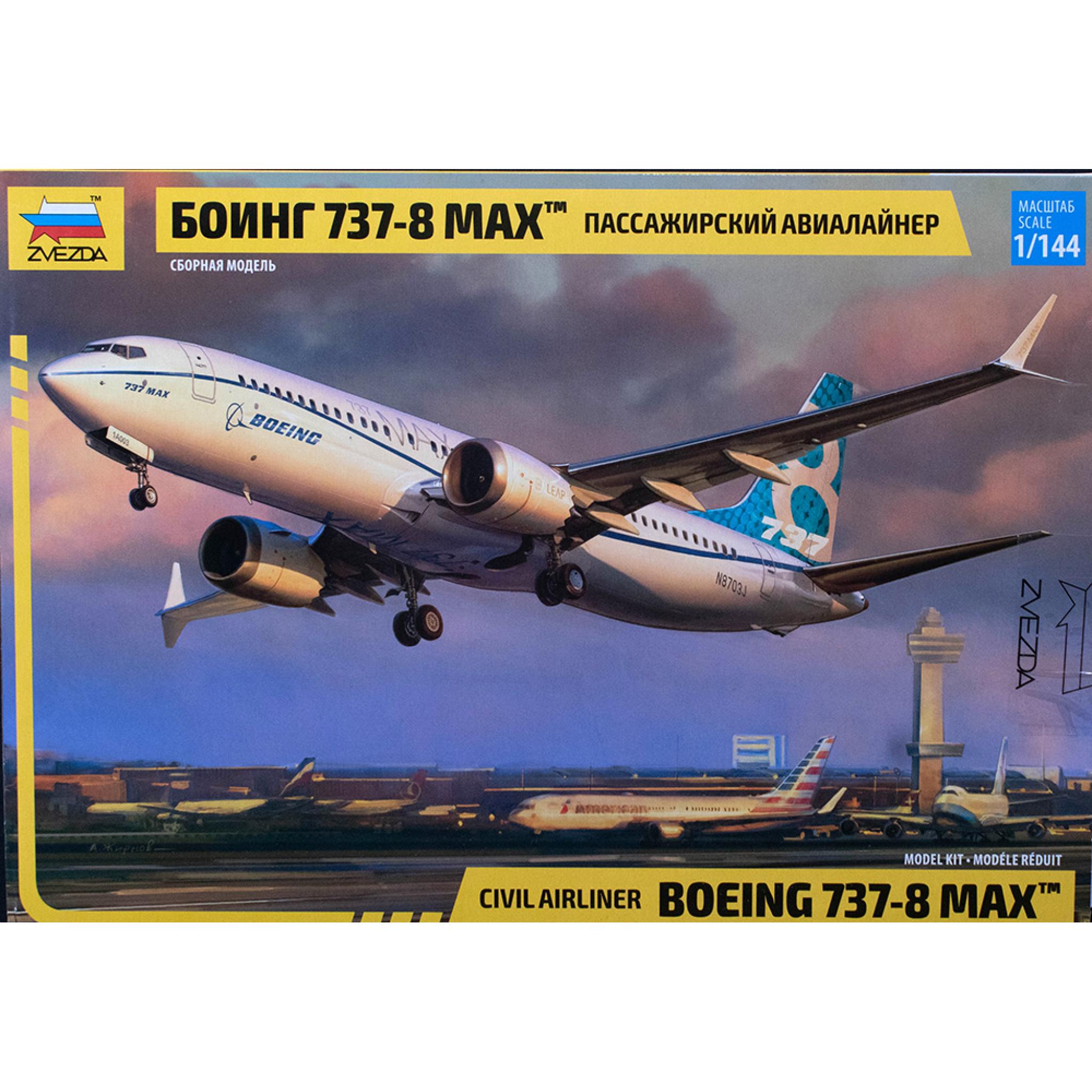 7026 Boeing 737-8 Max Civil Airliner 1:144 Zvezda | Addlestone Models