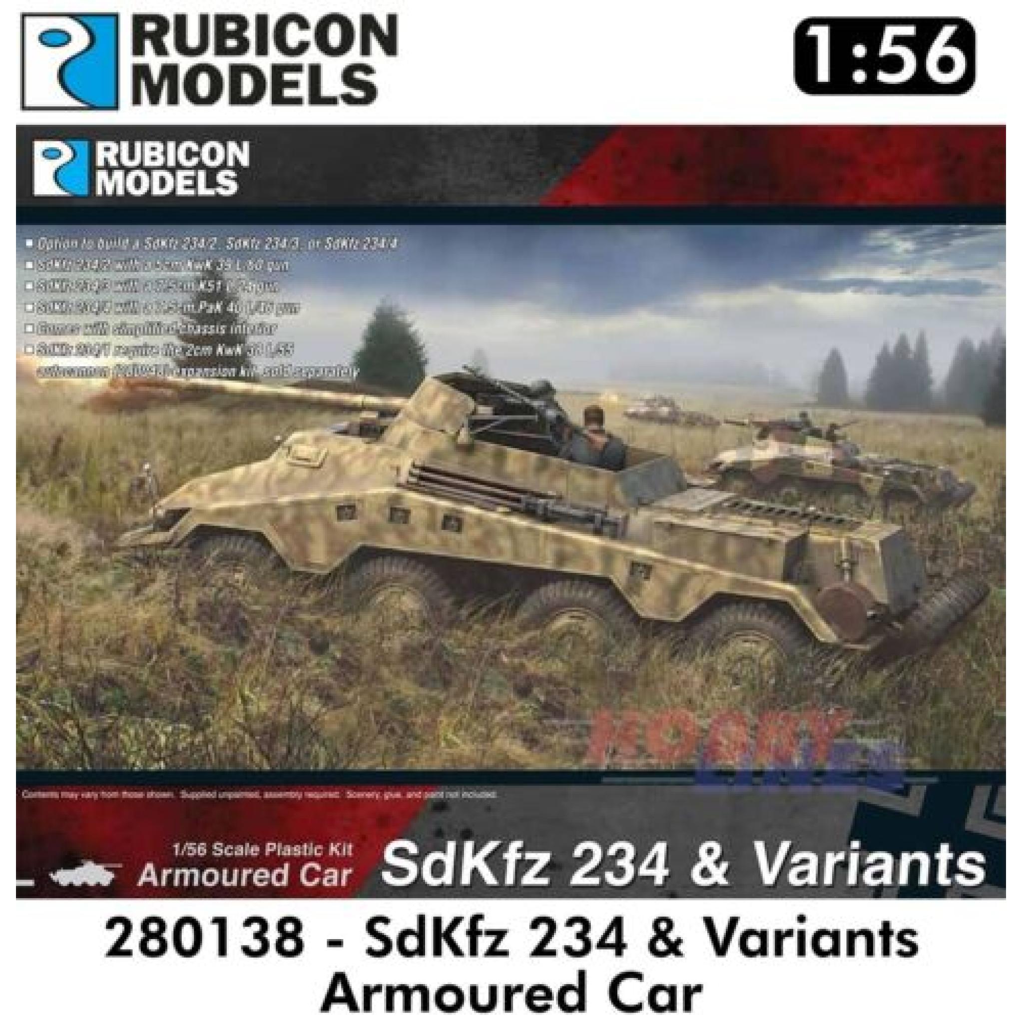 280138 SDKFZ 234 & VARIANTS ARMOURED CAR 1:56 RUBICON